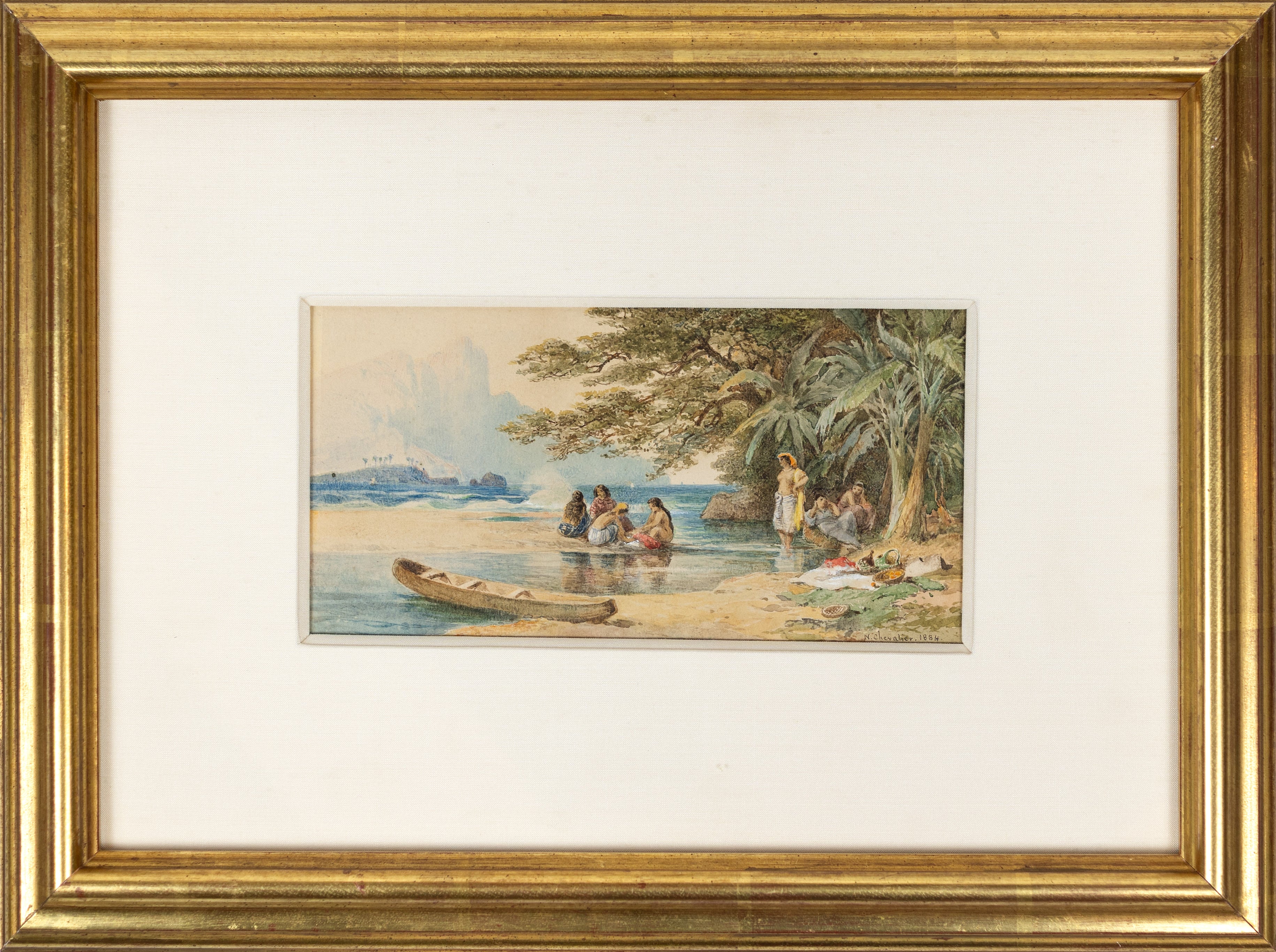CHEVALIER, Nicholas (1828-1902). Natives on the Shore of a South Sea I ...